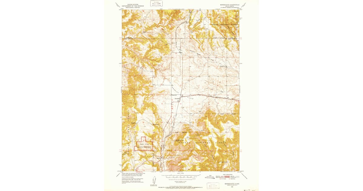 1950 Map of Minnekahta, Fall River County, SD — High-Res | Pastmaps