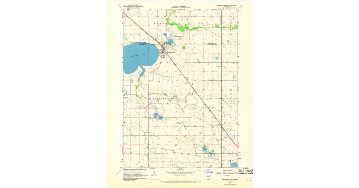 1967 Map of Minnesota Lake, MN — High-Res | Pastmaps