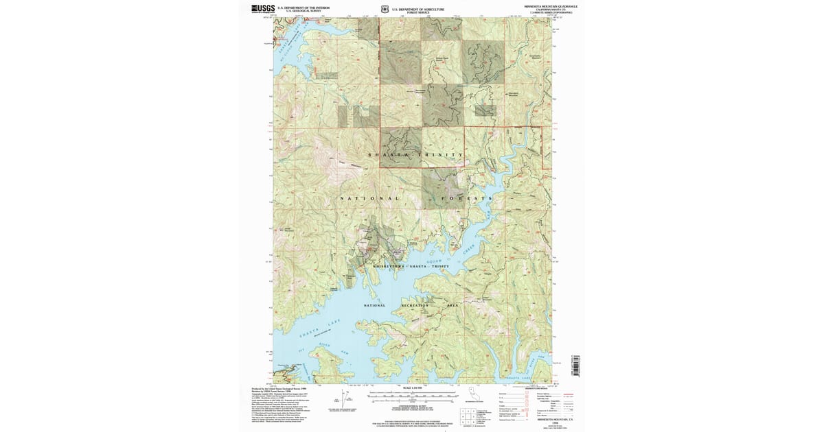 1998 Map of Minnesota Mountain, Shasta County, CA — High-Res | Pastmaps