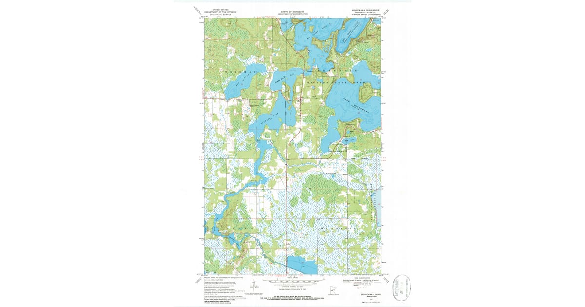 1970 Map of Minnewawa, Aitkin County, MN — High-Res, 1987 Print | Pastmaps