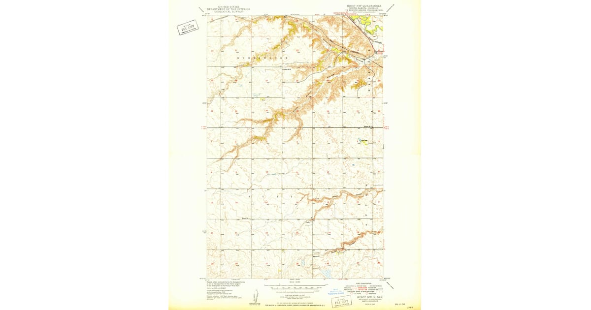 1949 Map of Minot NW, Ward County, ND — High-Res | Pastmaps