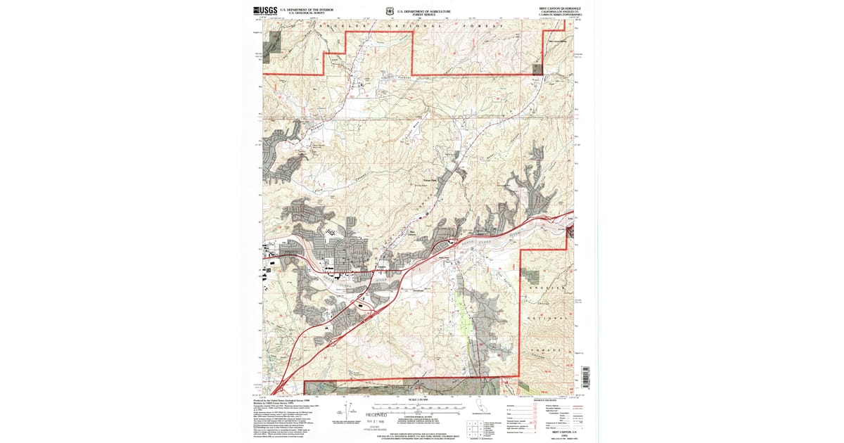 1995 Map of Mint Canyon, Los Angeles County, CA — High-Res | Pastmaps