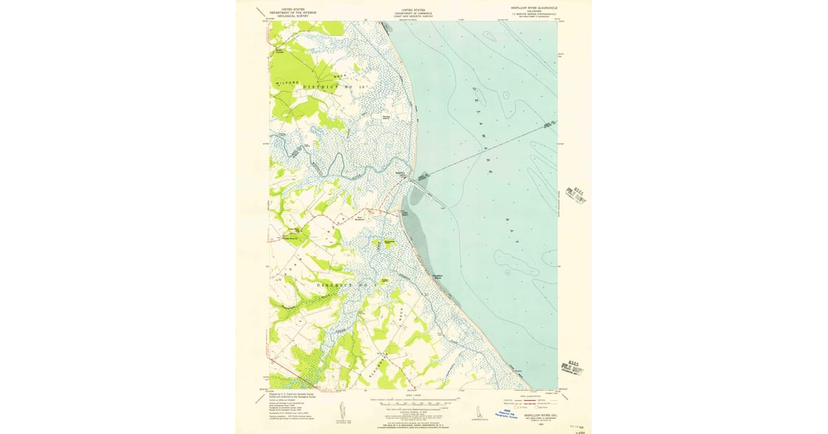 1955 Map of Mispillion River, Sussex County, DE — High-Res | Pastmaps