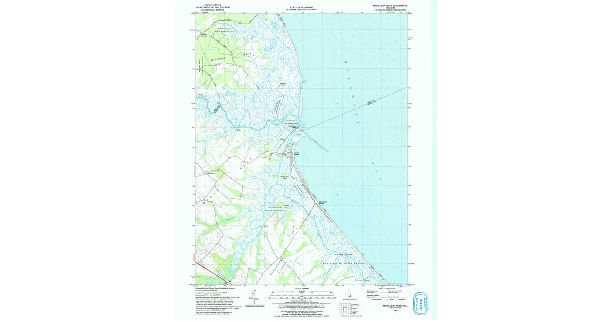 1993 Map of Mispillion River, Sussex County, DE — High-Res | Pastmaps