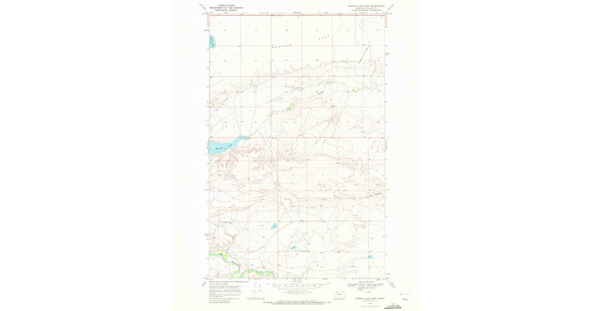 1968 Map of Mission Lake East, Glacier County, MT — High-Res | Pastmaps