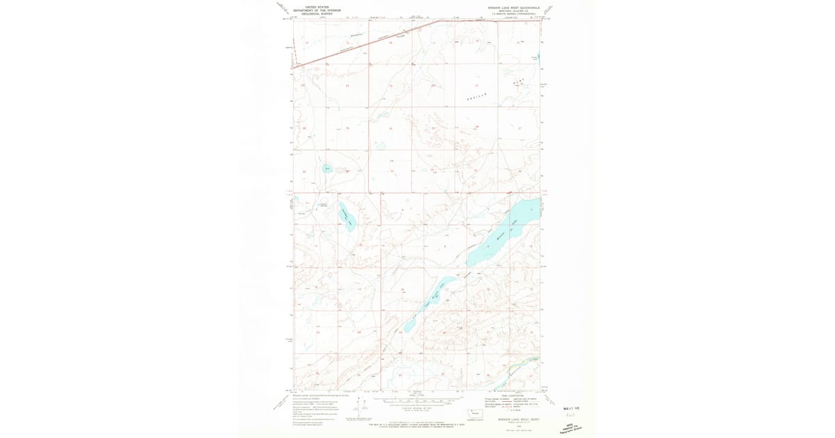1968 Map of Mission Lake West, Glacier County, MT — High-Res | Pastmaps