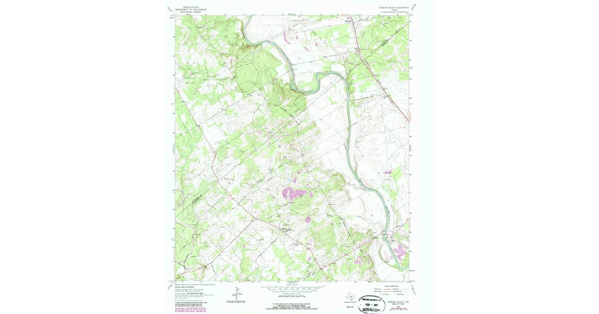 1963 Map of Mission Valley, Victoria County, TX — High-Res, 1987 Print ...