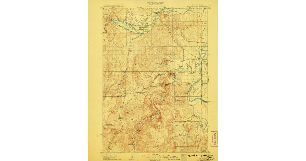 1906 Map of Mitchell Butte, Malheur County, OR — High-Res | Pastmaps