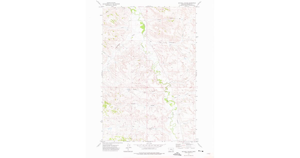 1971 Map of Mitchell Coulee, Rosebud County, MT — High-Res | Pastmaps