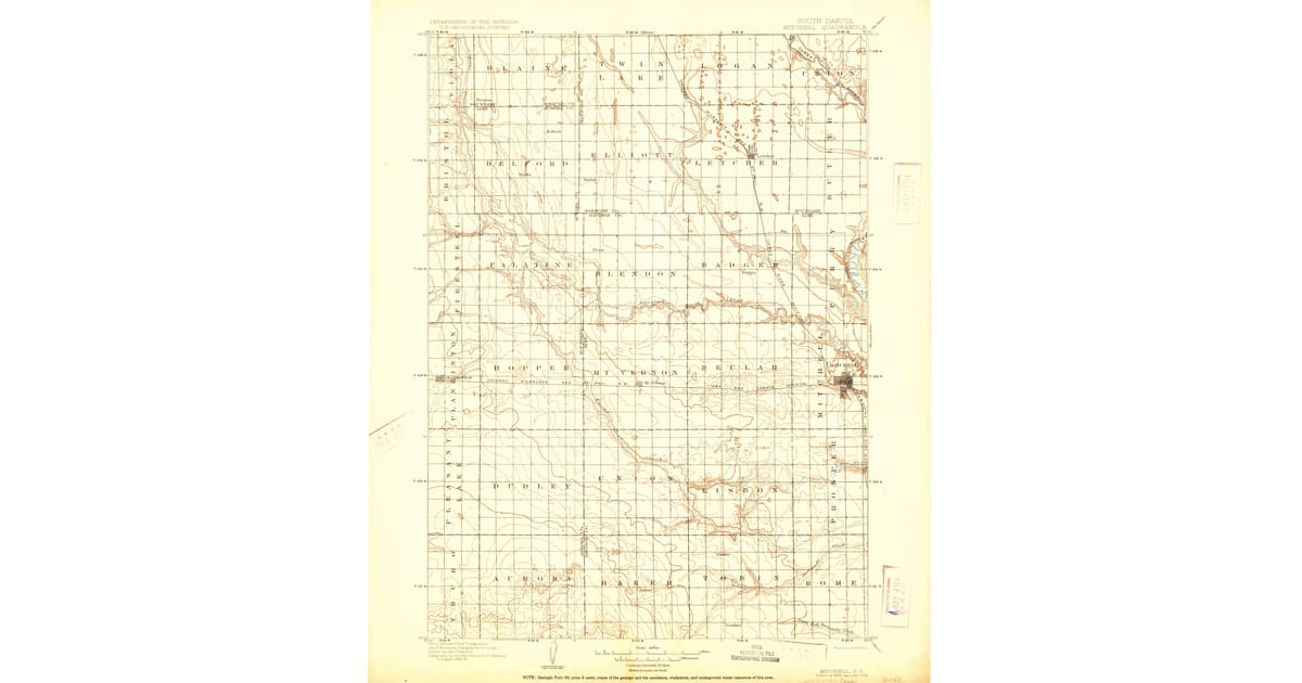 1899 Map of Mitchell, SD — High-Res, 1926 Print | Pastmaps