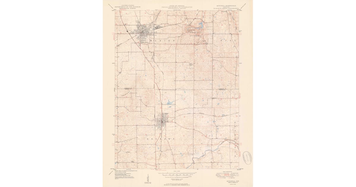 1950 Map of Mitchell, IN — High-Res | Pastmaps