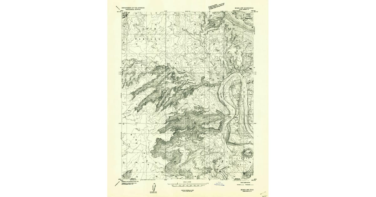 1952 Map of Moab 4 SW, Grand County, UT — High-Res | Pastmaps
