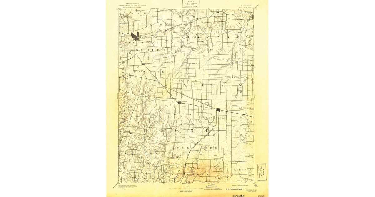 1890 Map of Moberly, MO — High-Res, 1943 Print | Pastmaps