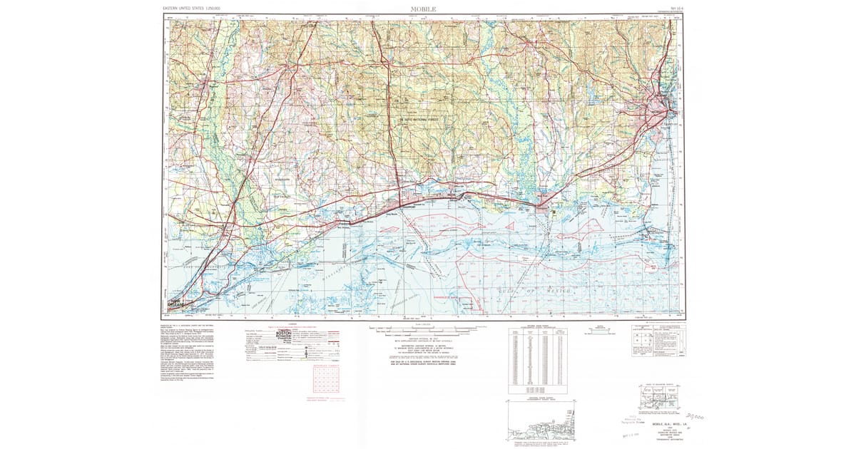 1953 Map of Mobile, AL — High-Res, 1980 Print | Pastmaps