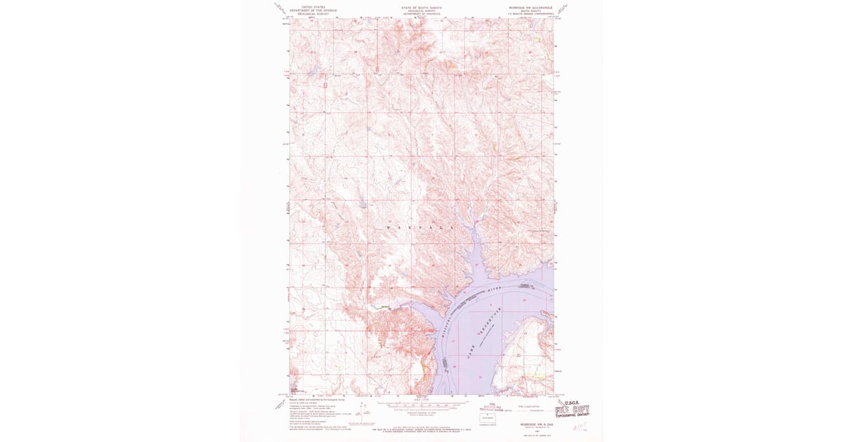 1967 Map of Mobridge NW, Corson County, SD — High-Res | Pastmaps