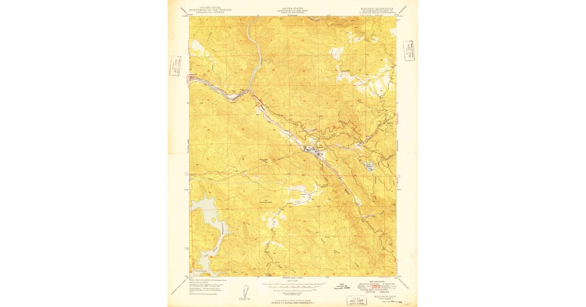 1949 Map of Moccasin, Tuolumne County, CA — High-Res | Pastmaps