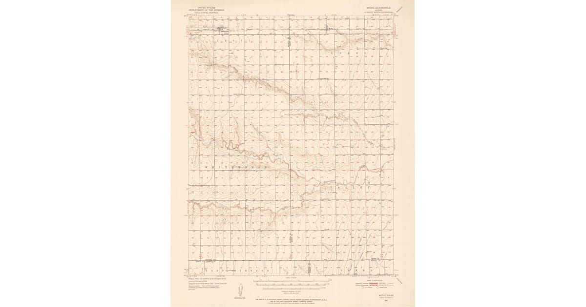 1951 Map of Modoc, Scott County, KS — High-Res | Pastmaps