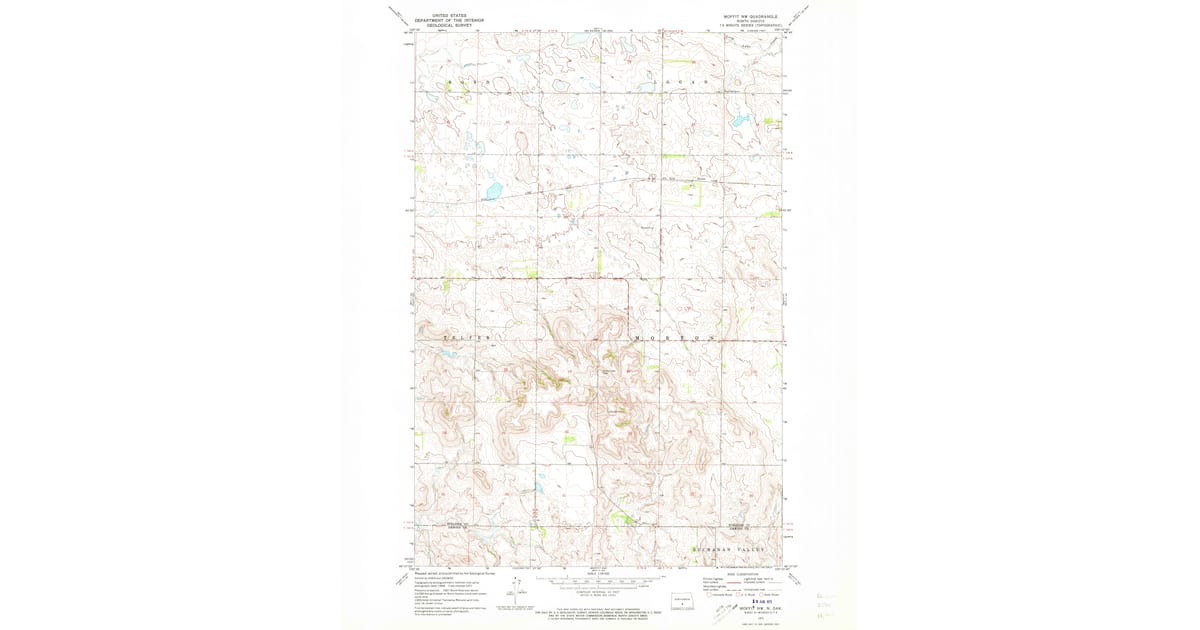 1971 Map of Moffit NW, Burleigh County, ND — High-Res | Pastmaps