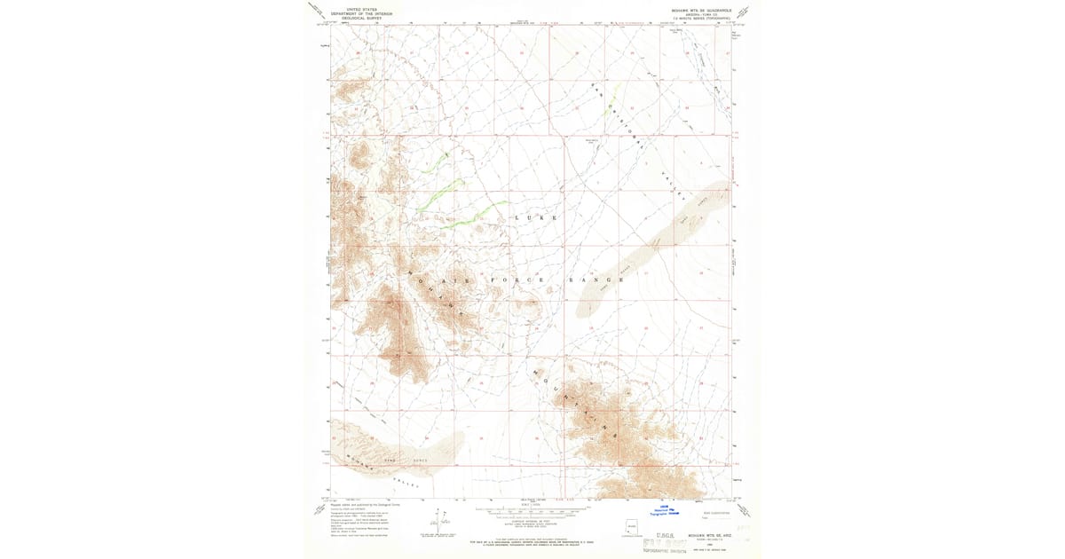 1965 Map of Mohawk Mts SE, Yuma County, AZ — High-Res | Pastmaps