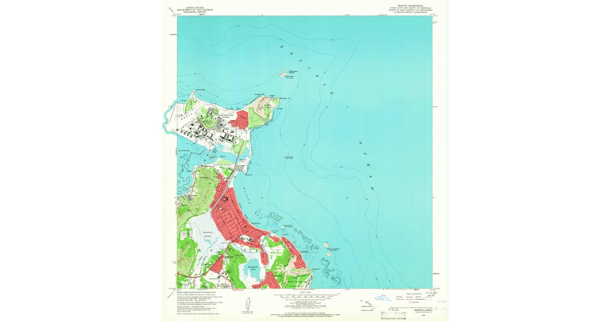 1959 Map of Mokapu, Honolulu County, HI — High-Res, 1966 Print | Pastmaps
