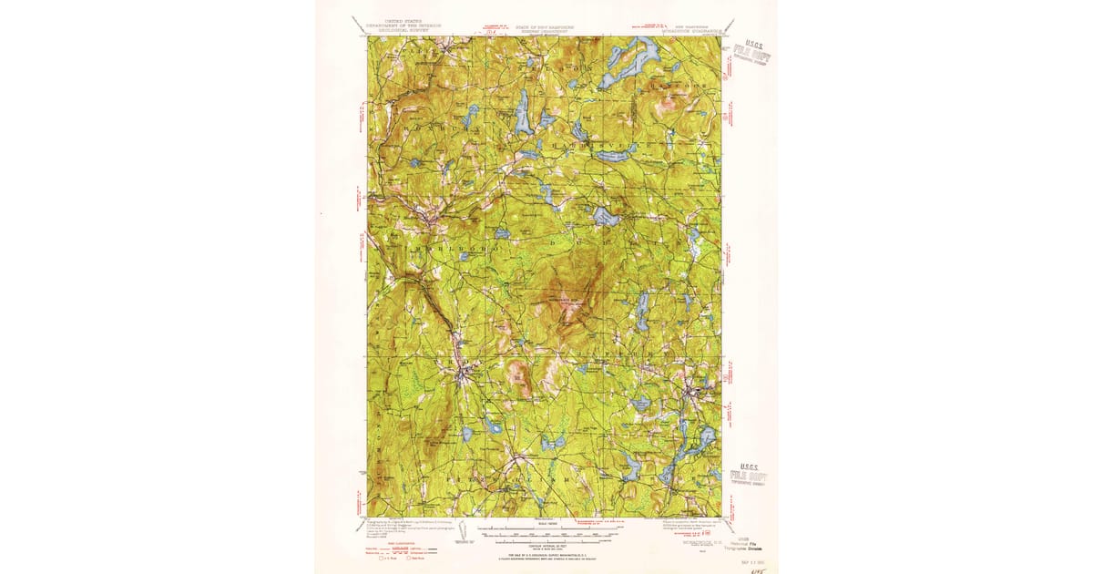 1949 Map of Monadnock, Cheshire County, NH — High-Res, 1955 Print #2 ...