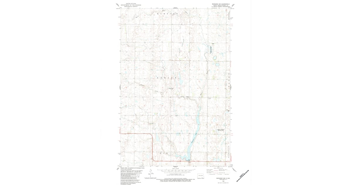 1982 Map of Monango SW, Dickey County, ND — High-Res | Pastmaps