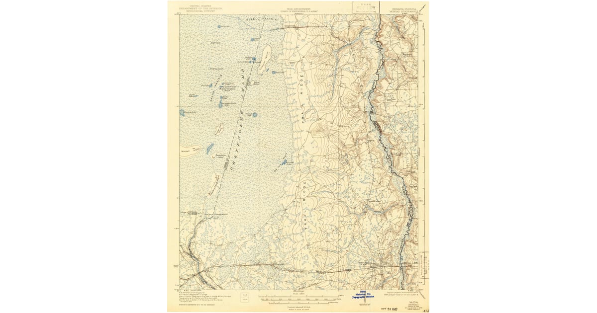 1942 Map of Moniac, Charlton County, GA — High-Res | Pastmaps