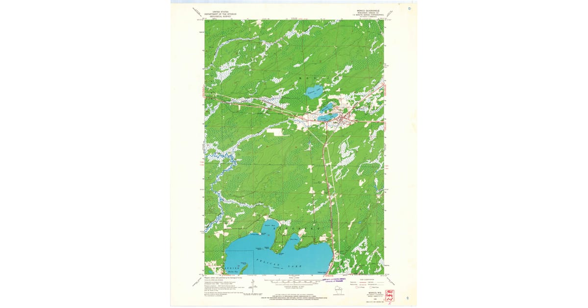 1965 Map of Monico, Oneida County, WI — High-Res | Pastmaps