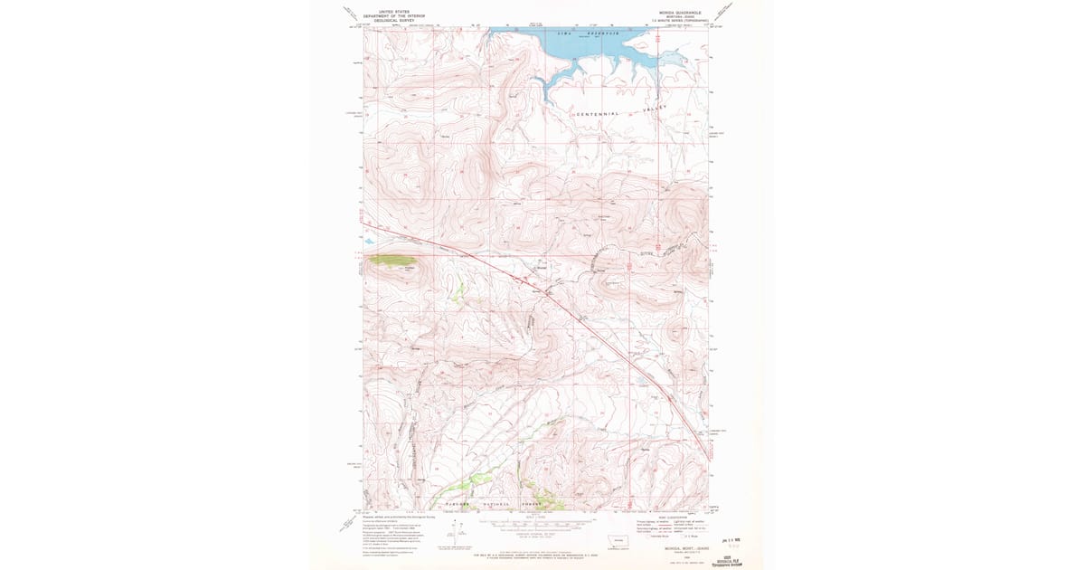 1968 Map of Monida, Beaverhead County, MT — High-Res | Pastmaps