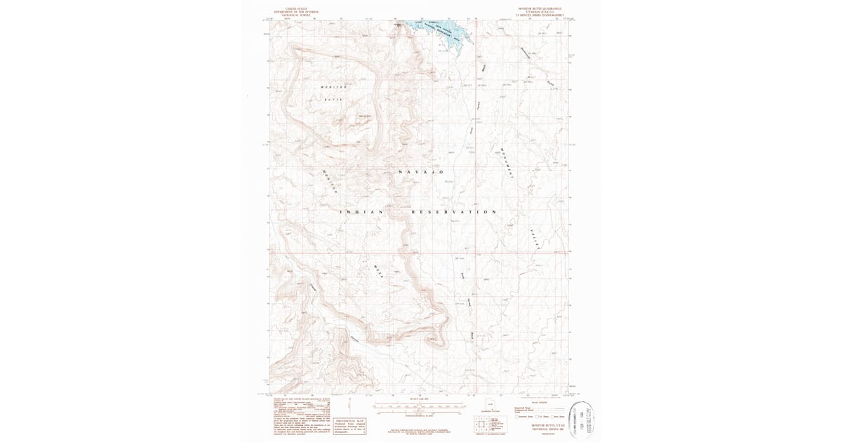1987 Map of Monitor Butte, San Juan County, UT — High-Res | Pastmaps