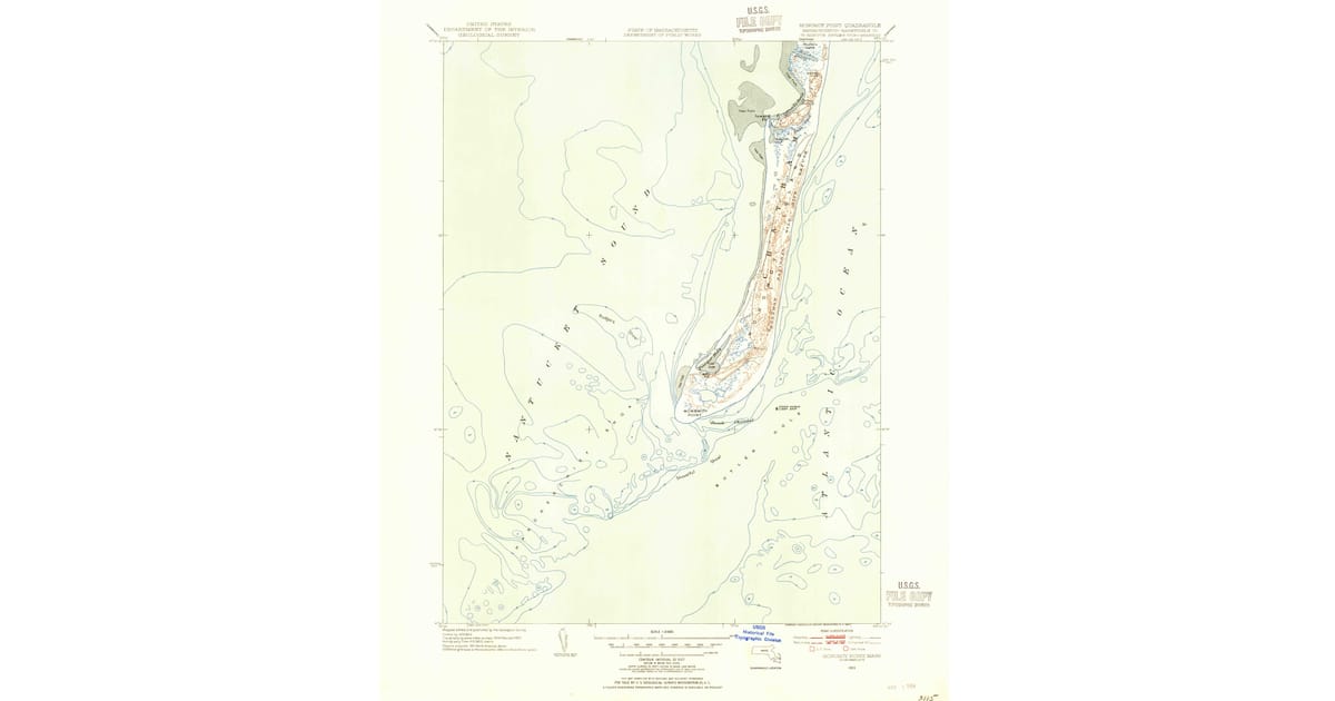 1953 Map of Monomoy Point, Barnstable County, MA — High-Res | Pastmaps