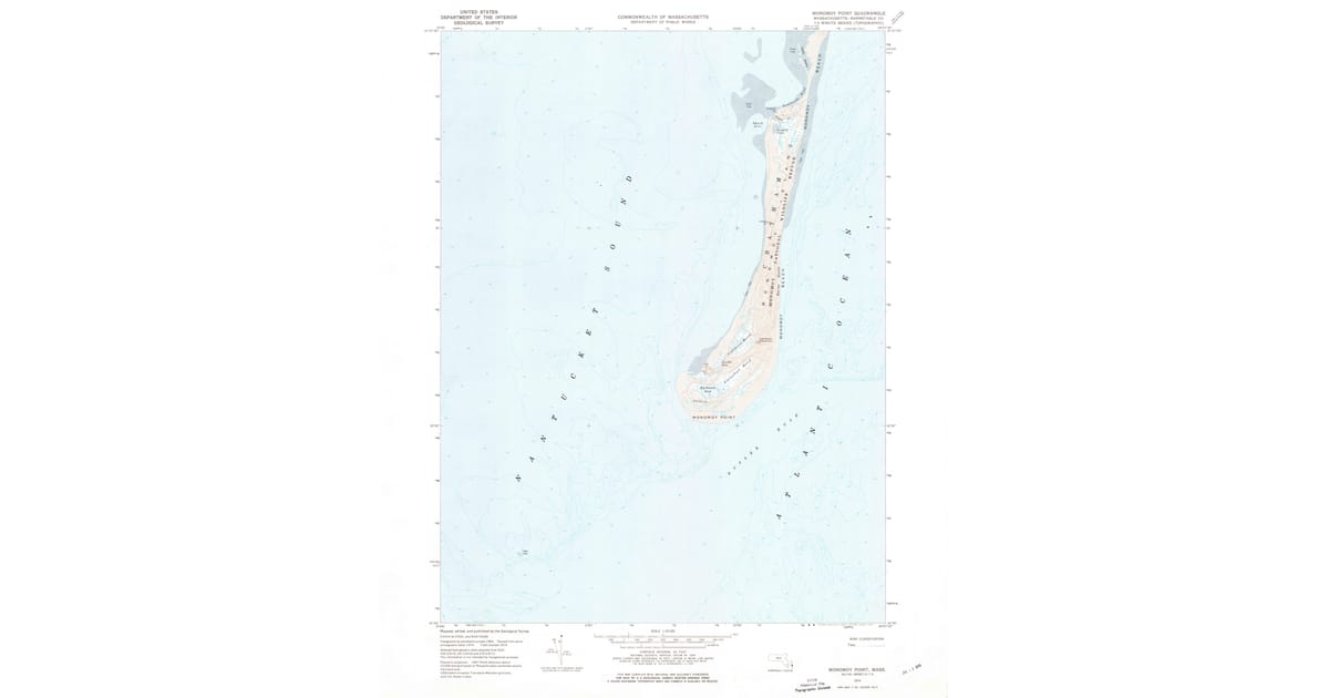 1974 Map of Monomoy Point, Barnstable County, MA — High-Res | Pastmaps
