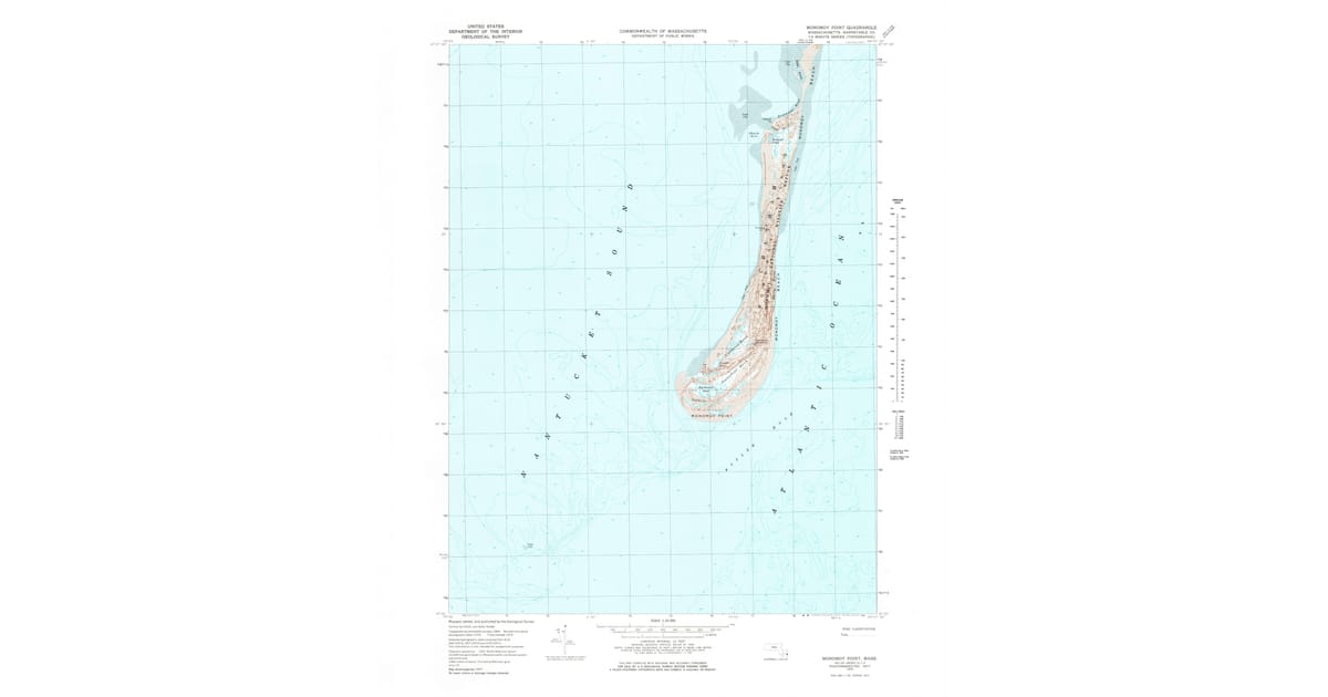1974 Map of Monomoy Point, Barnstable County, MA — High-Res, 1984 Print ...