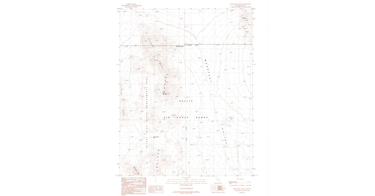 1987 Map of Monotony Valley, Nye County, NV — High-Res | Pastmaps