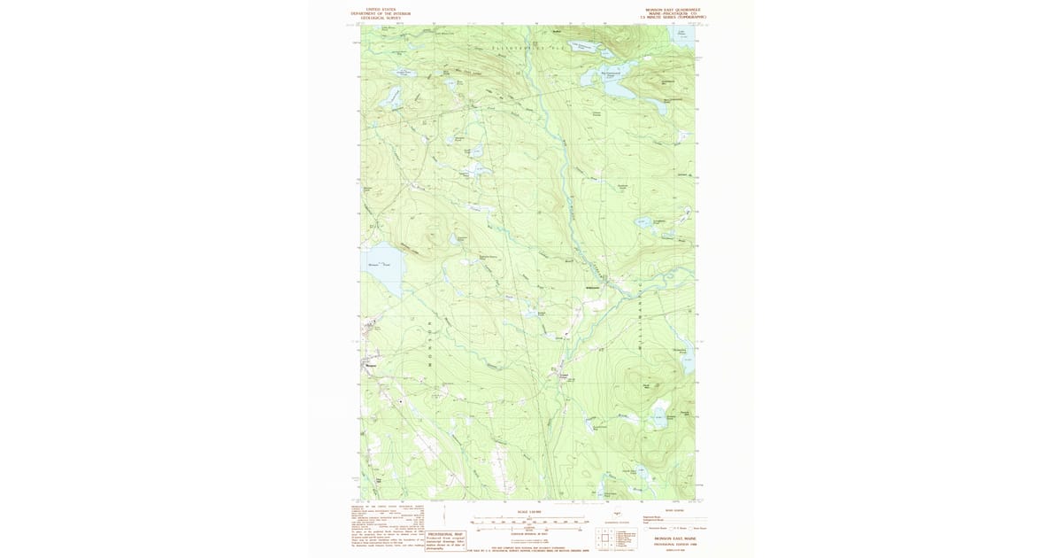 1988 Map of Monson East, Piscataquis County, ME — High-Res | Pastmaps