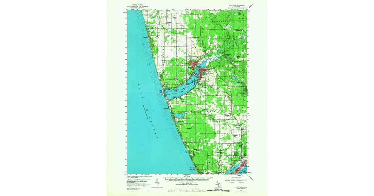 1959 Map of Montague, MI — High-Res, 1968 Print | Pastmaps
