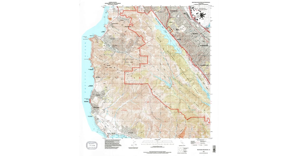 1993 Map of Montara Mountain, San Mateo County, CA — High-Res | Pastmaps