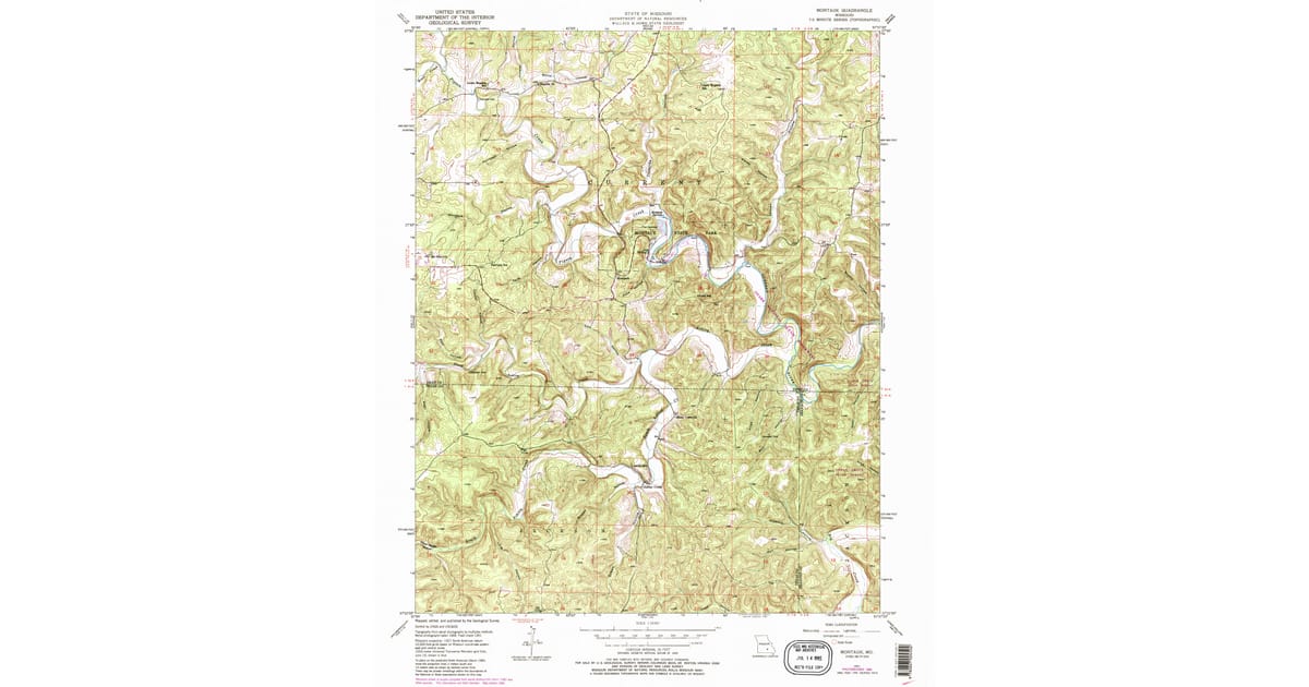 1951 Map of Montauk, Dent County, MO — High-Res, 1985 Print | Pastmaps