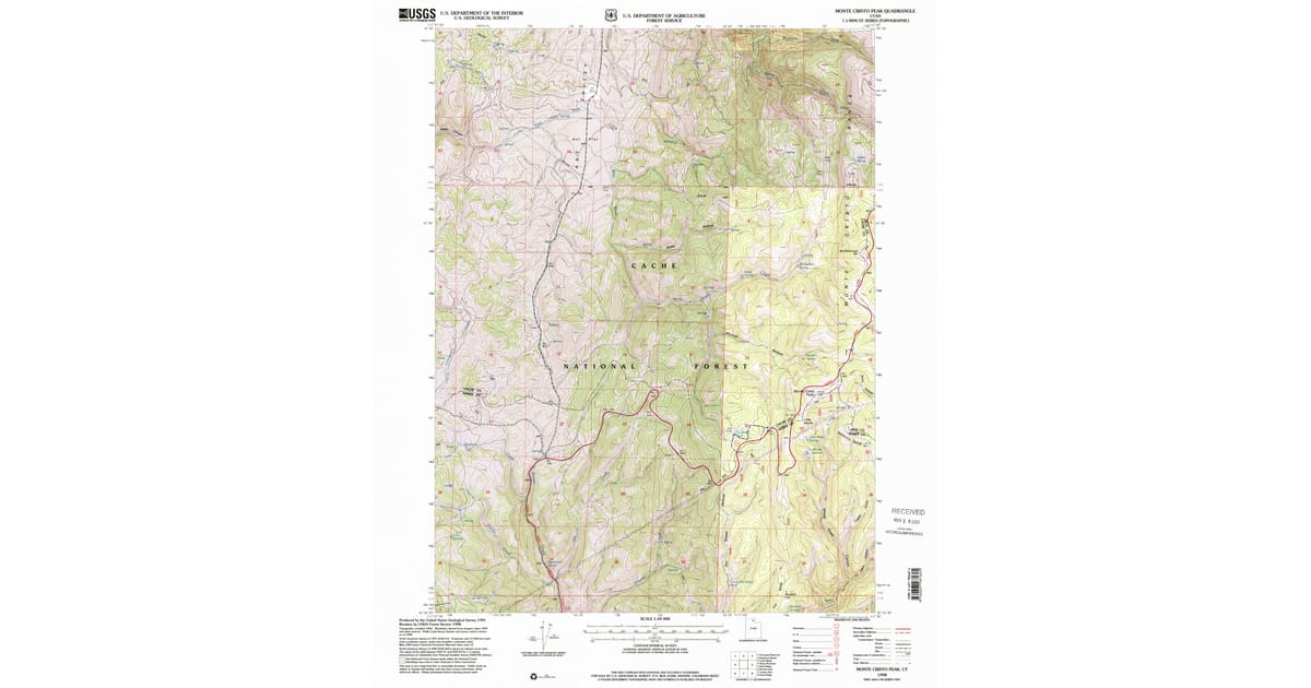 1998 Map of Monte Cristo Peak, Cache County, UT — High-Res | Pastmaps