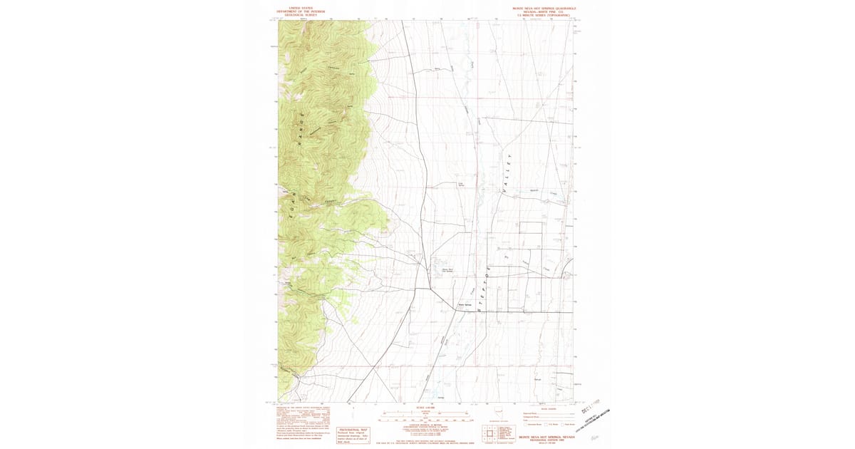 1982 Map of Monte Neva Hot Springs, White Pine County, NV — High-Res ...