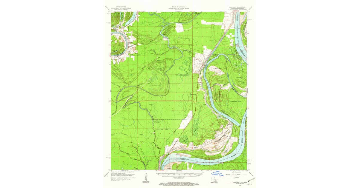 1961 Map of Monterey, LA — High-Res | Pastmaps