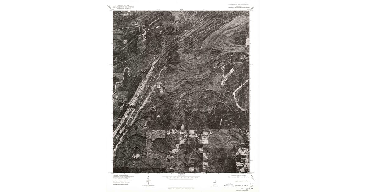 1975 Map of Montevallo NW, Shelby County, AL — High-Res | Pastmaps