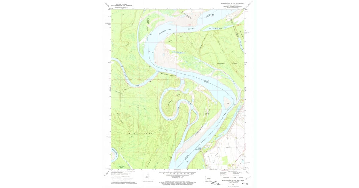 1972 Map of Montgomery Island, Desha County, AR — High-Res | Pastmaps