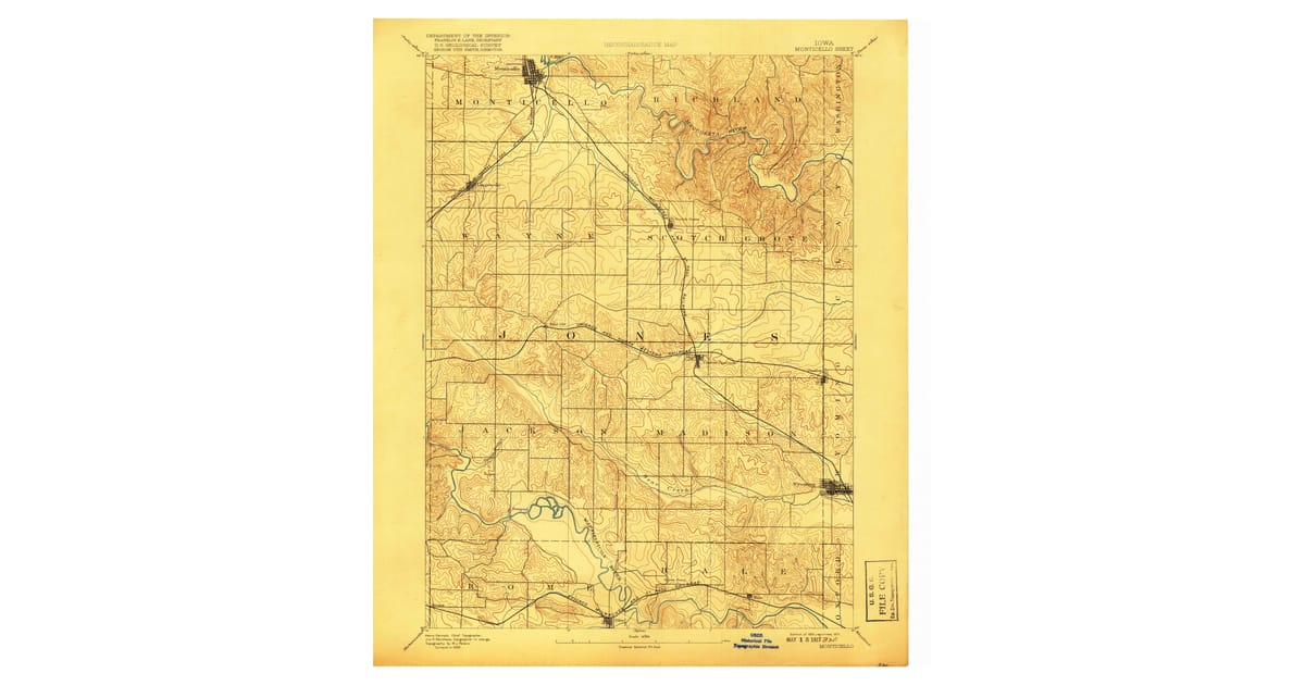 1891 Map of Monticello, IA — High-Res, 1917 Print | Pastmaps
