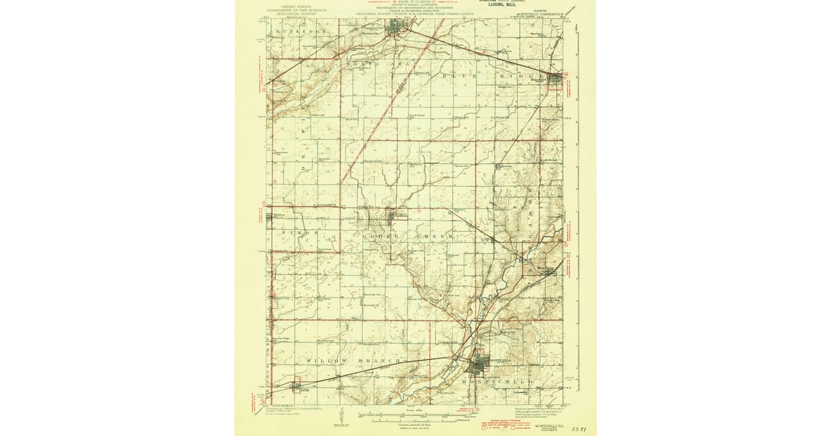 1943 Map of Monticello, IL — High-Res, 1943 Print #2 | Pastmaps