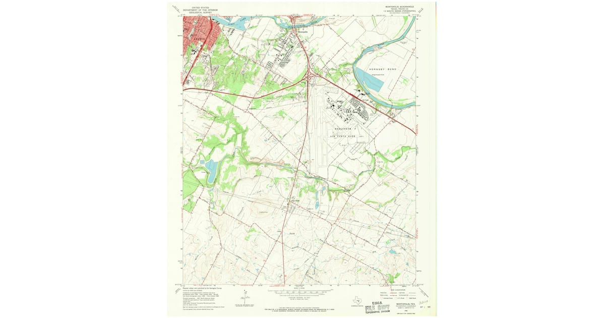 1966 Map of Montopolis, Travis County, TX — High-Res | Pastmaps