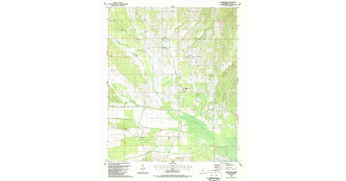 1987 Map of Montpelier, Clay County, MS — High-Res | Pastmaps