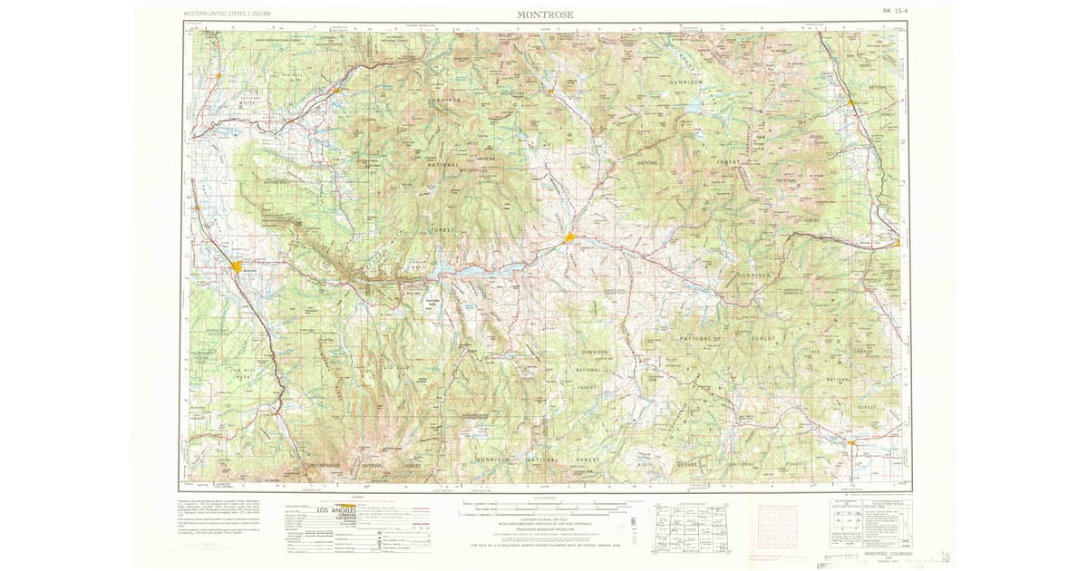 1956 Map of Montrose, CO — High-Res, 1978 Print | Pastmaps