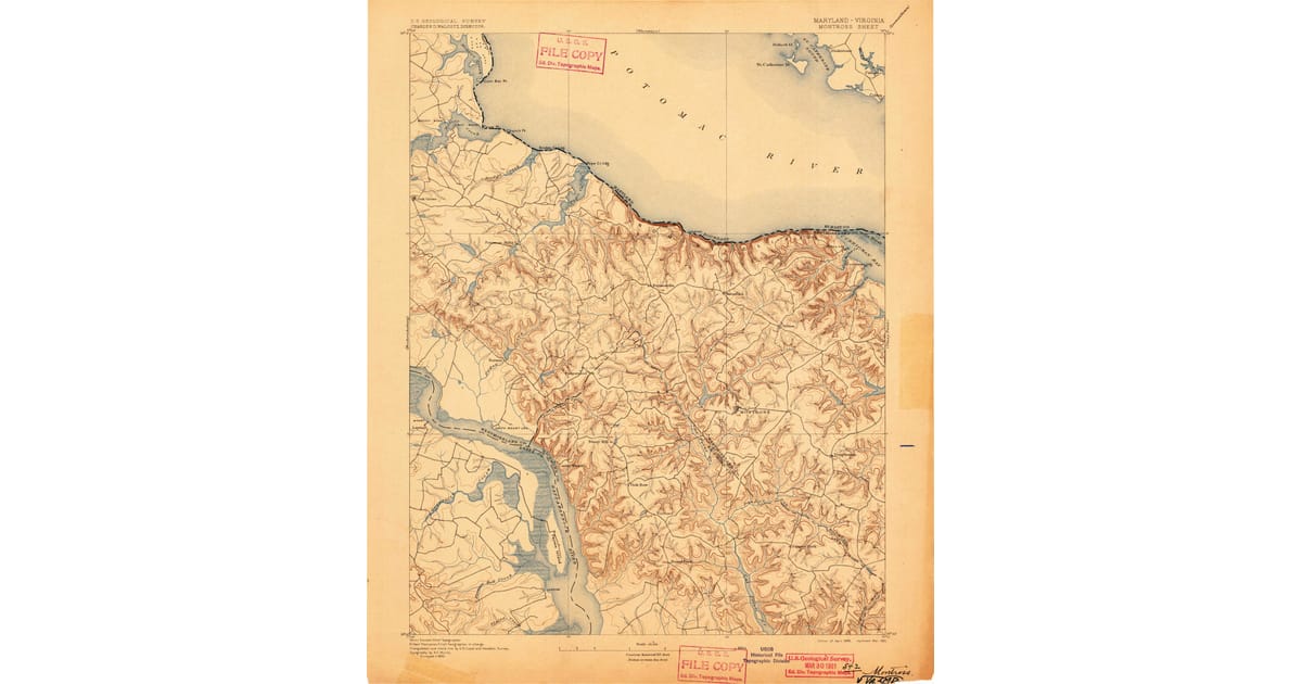 1895 Map of Montross, VA — High-Res, 1901 Print | Pastmaps
