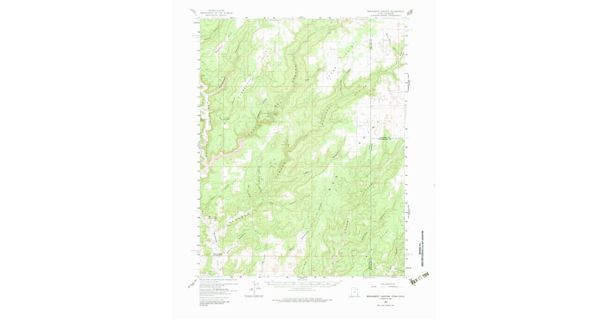 1957 Map of Monument Canyon, San Juan County, UT — High-Res, 1984 Print ...